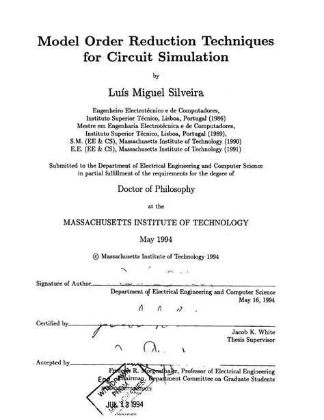 Pdf Model Order Reduction Techniques For Circuit Simulation Dokumentips