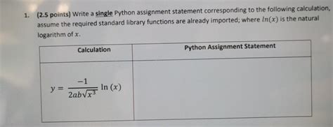 Solved 1 2 5 Points Write A Single Python Assignment Chegg