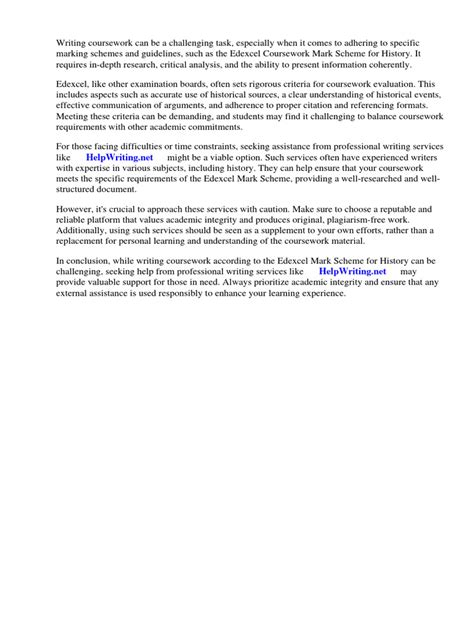 Edexcel Coursework Mark Scheme History Pdf