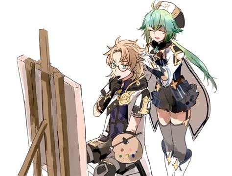 Albedo And Sucrose Genshin Impact Drawn By Kk Kkgame7733 Danbooru