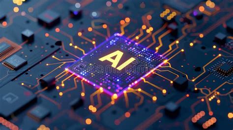 Dedicated Ai Microchip On Electric Circuit Board Artificial Intelligence Technology And Gpu