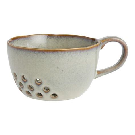 Ivory Reactive Glaze Ceramic Mug Shaped Colander World Market Glaze Ceramics Ceramics