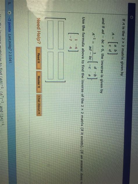 solved if a is the 2 2 matrix given by a [a b c d] and