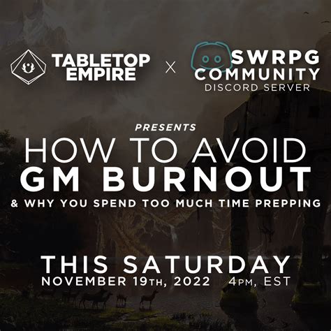 Gm Workshop This Saturday On Swrpg Discord Server Details In Comments