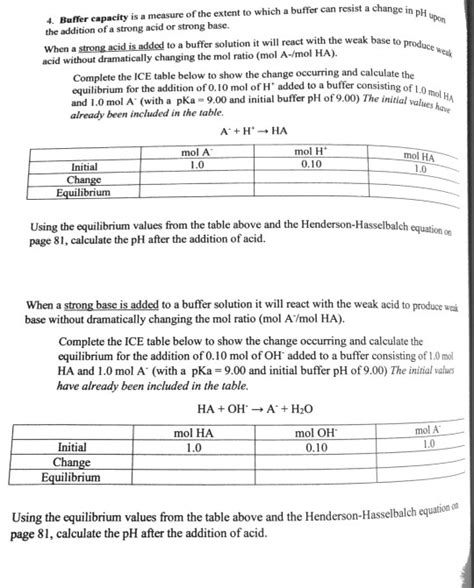 Solved 1 Use The Henderson Hasselbalch Equation To Perform