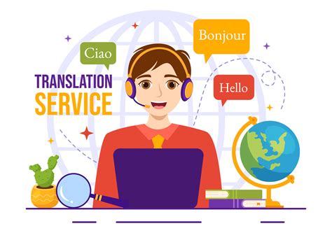 Translator Service Vector Illustration With Language Translation Various Countries And