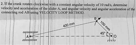 2 if the crank rotates clockwise with a constant angular velocity of