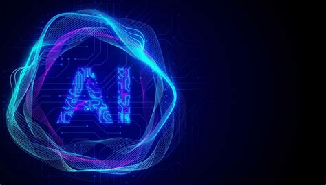 어두운 파란색 배경에 은 파란색과 분홍색 선과 기술 기호를 가진 추상적인 디지털 인공지능 로고 디자인 개념 3d 렌더링 프리미엄 사진