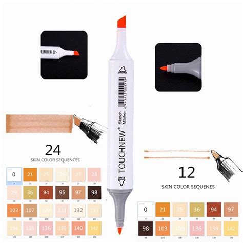 Touchnew 12 24 Colors Sketch Skin Tones Marker Pen Grandado