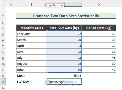 Statistical Comparison Of Two Data Sets In Excel Exceldemy