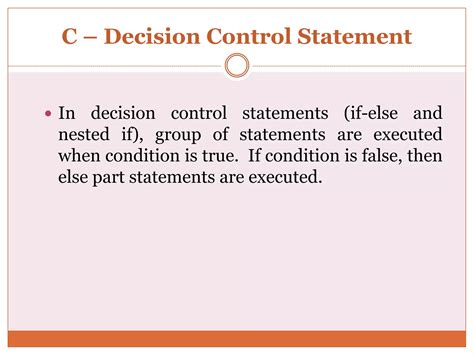 Decision Control And Iterative Statements Ppt