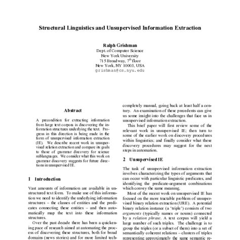 Structural Linguistics And Unsupervised Information Extraction Acl Anthology