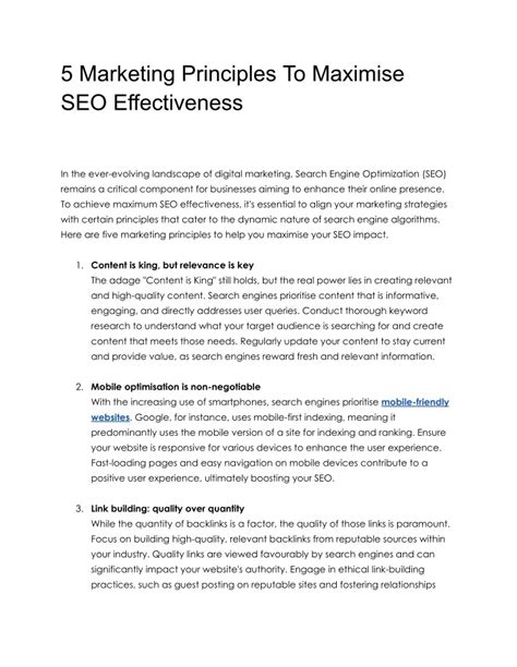 Ppt 5 Marketing Principles To Maximize Seo Effectiveness Powerpoint