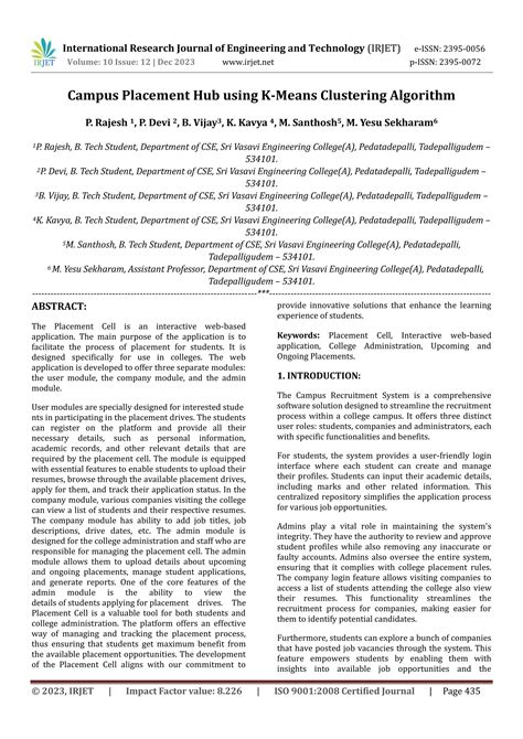 Campus Placement Hub Using K Means Clustering Algorithm Pdf