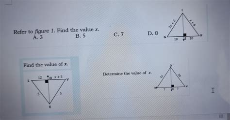 Solved Refer To Figure 1 Find The Value X A 3 B 5 C 7 D 8 Find