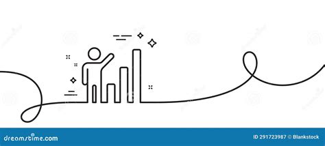 Graph Line Icon Column Chart Sign Continuous Line With Curl Vector Stock Vector