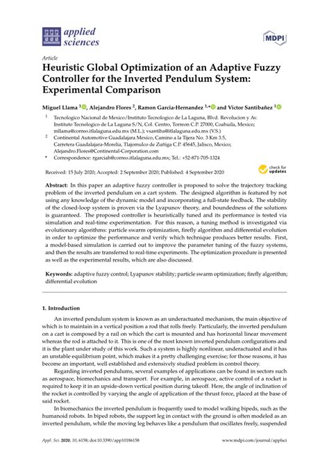 Pdf Heuristic Global Optimization Of An Adaptive Fuzzy Controller For The Inverted Pendulum