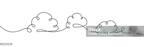 구름의 연속 선 그리기 연속 라인 아트 드로잉 스타일의 하늘에 구름 0명에 대한 스톡 벡터 아트 및 기타 이미지 0명 1 검은색 Istock