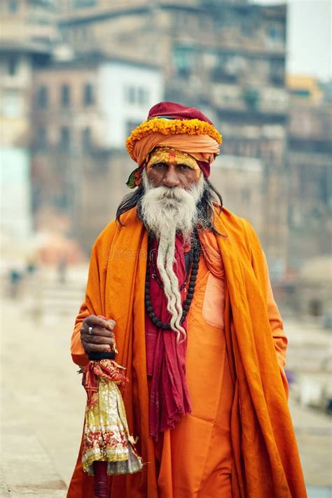 Portrait Of Indian Sadhu Baba Varanasi Stock Image Image Of Ghat
