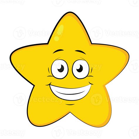 Yellow Star Face Smile Grin Emotion 34925318 Png