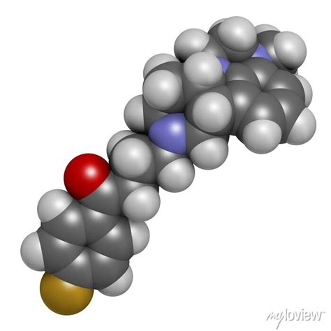 Lumateperone Antipsychotic Drug Molecule 3d Rendering Atoms • Wall Stickers Molecular Model