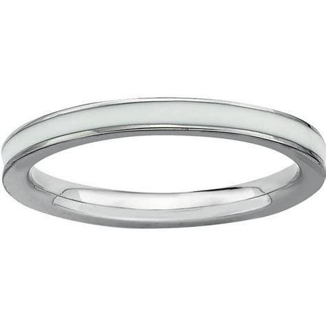 Stackable Expressions Sterling Silver White Enameled 225mm Ring