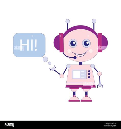 Funny Smiling Vector Robot Chat Bot Say Hi Stock Vector Image And Art Alamy
