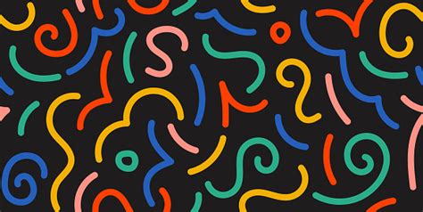 Colorful Doodle Seamless Pattern Abstract Squiggle Repeating Background Simple Scribbles And