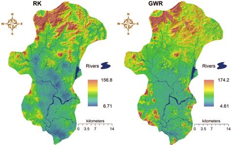 Maps Of Som Predicted By Rk Left And Gwr Right Download
