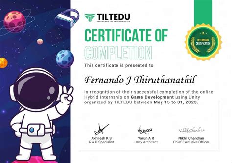 Fernando J Thiruthanathil On Linkedin Internship Gamedevelopment