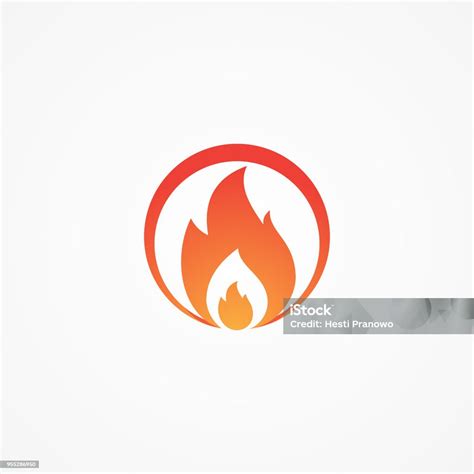 Desain Konsep Ikon Api Abstrak Berbentuk Lambang Bulat Ilustrasi Stok