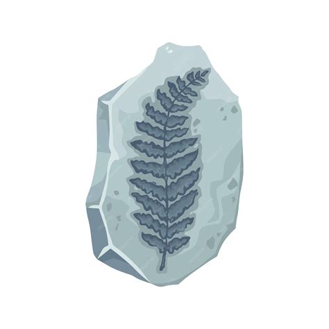 Premium Vector Plant Fossil Ancient Stone Fern Leaf Imprint Vector