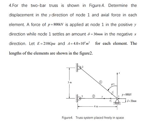 solved 4 for the two bar truss is shown in figure 4 determine the