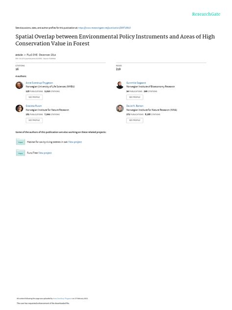 Spatial Overlap Between Environmental Policy Instruments And Areas Of High Conservation Value In