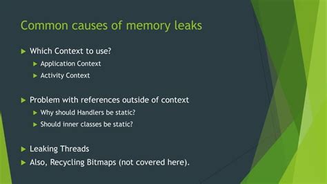 Android Preventing Common Memory Leaks Pptx Programming Languages Computing