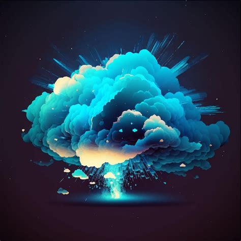 Premium Vector Glowing Blue Digital Cloud Exploding Illustration