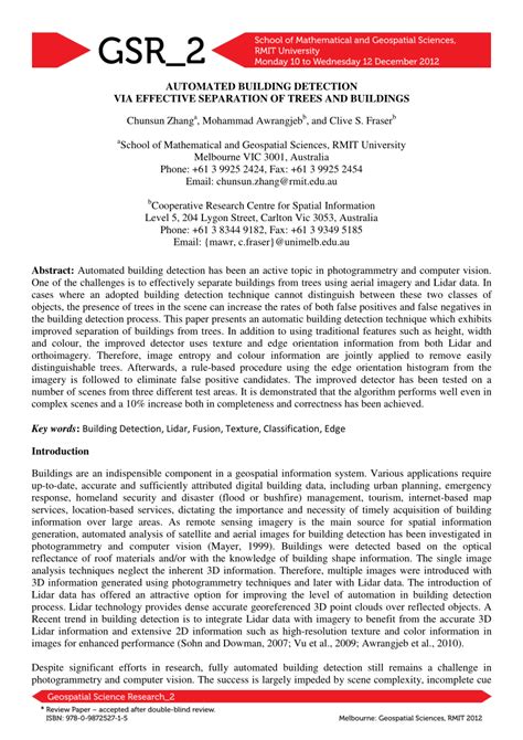 Pdf Automated Building Detection Via Effective Separation Of Trees