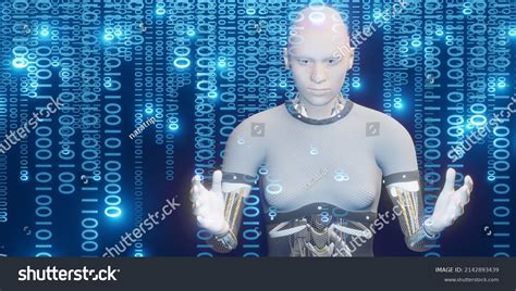 Humanoid Robots Binary Code Ai Big Stock Illustration 2142893439