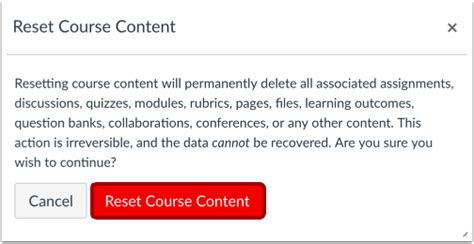 Reset Your Canvas Course Content Teaching Technology Innovation Center