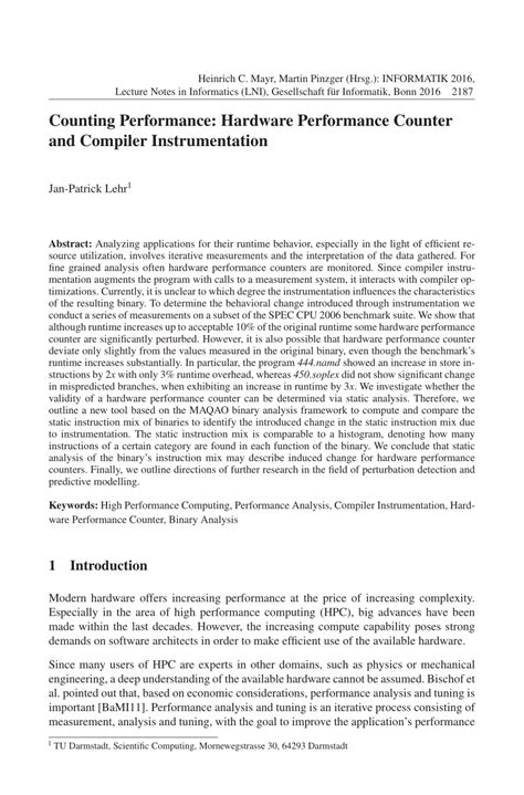 Pdf Counting Performance Hardware Performance Counter And Compiler