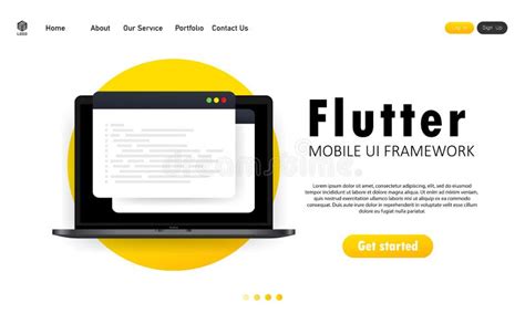 Flutter Programming Language With Flat And Long Shadow Stock