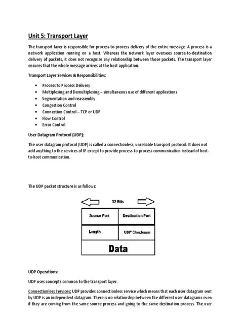 Unit 5 Transport Layer Pdf Transmission Control Protocol Port Computer Networking