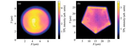 Color Online Maps Of The Two Photon Fluorescence Intensity In The а Download Scientific