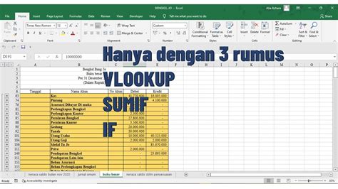 Excel Jurnal Umum Buku Besar And Neraca Saldo Hanya Dengan 3 Rumus Vlookup Sumif If Youtube