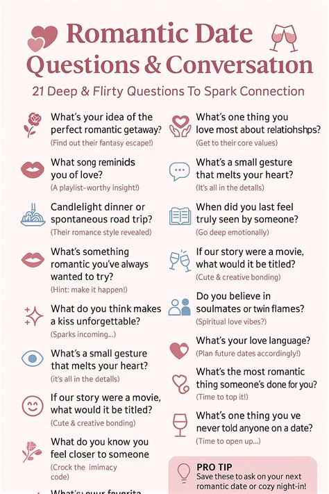 21 Romantic Date Questions ️ To Spark Deep And Flirty Connection In 2025 Fun Relationship