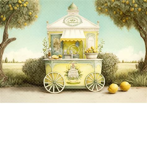 Lemonade Cart Digital Backdrop