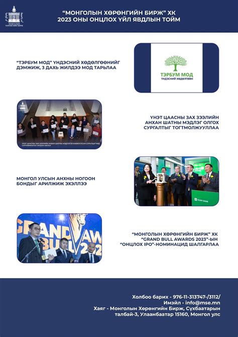 “Монголын Хөрөнгийн Бирж“ ХК ийн 2023 оны ОНЦЛОХ үйл явдлын тойм