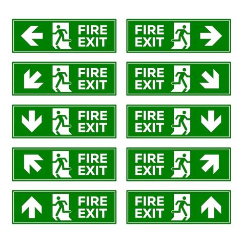 Premium Vector Fire Exit Signs Set Or Emergency Exit Sign Set And