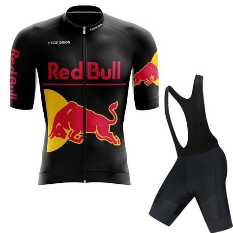 Red Bull Cycling Jersey Set Downhill Men Black Bicycle Short Sleeve