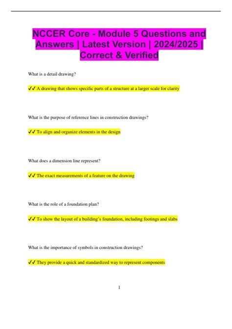 Nccer Core Module 5 Questions And Answers Latest Version 2024 2025 Correct And Verified